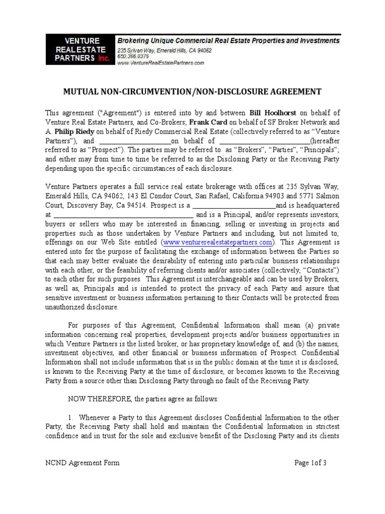 NCND Template | PDF | Real Estate Broker | Business Law