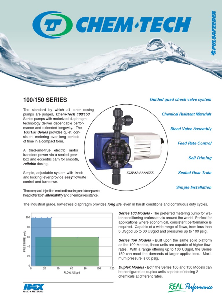 Chem-Tech 100/150 Series Dosing Pumps | PDF | Pump | Energy Technology