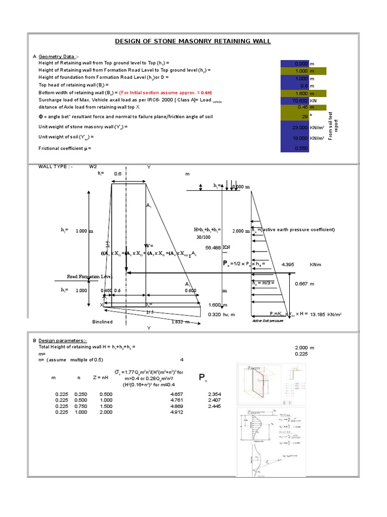Design of Stone Masonry Retaining Wall | PDF | Masonry | Civil Engineering