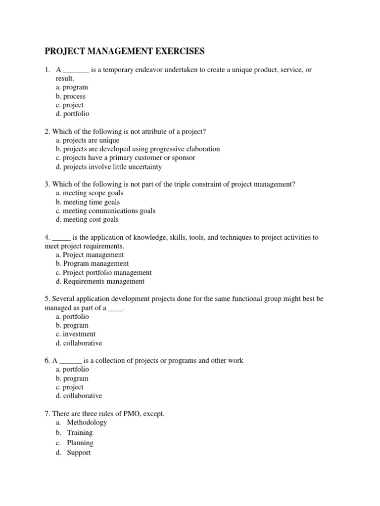 Project Management Exercises | PDF | Project Management | Business Process