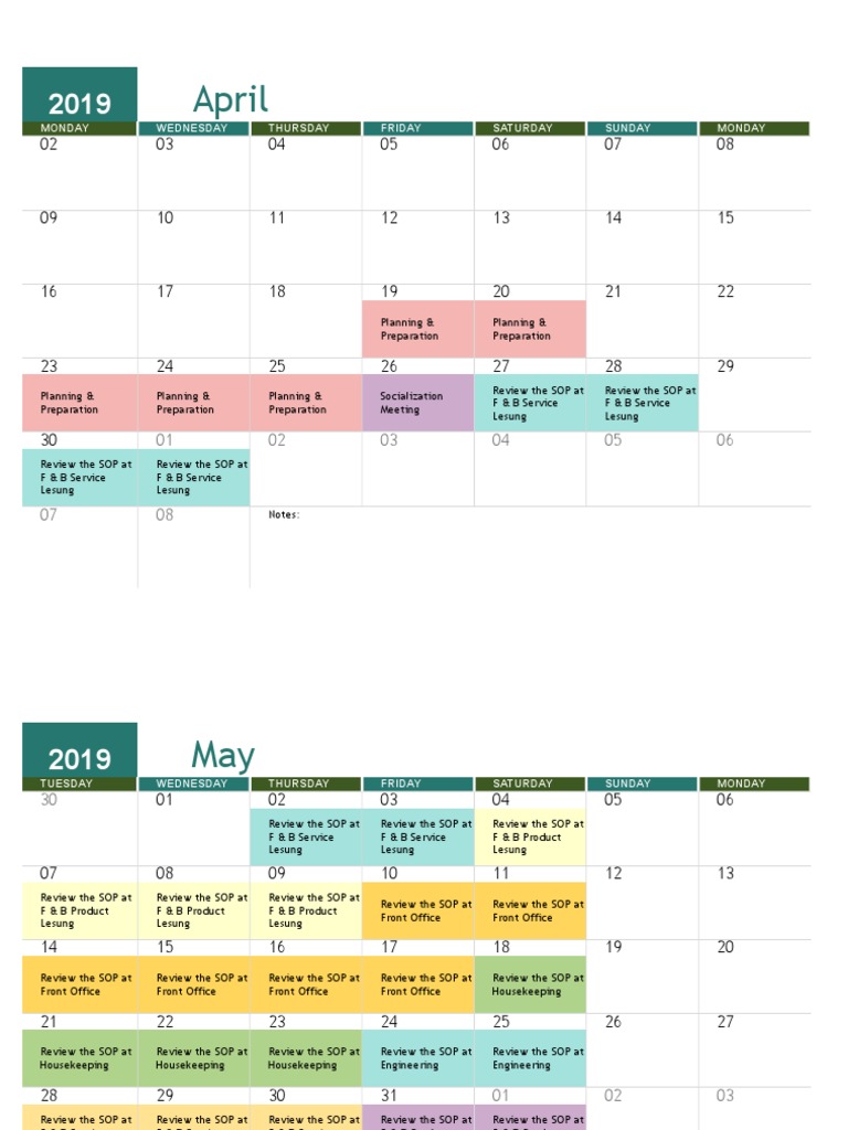 April: Monday Wednesday Thursday Friday Saturday Sunday Monday | PDF ...