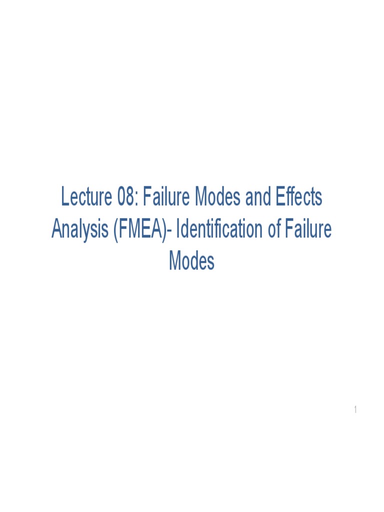Lecture 8 Failure Modes and Effects Analysis (FMEA) - Identification of ...