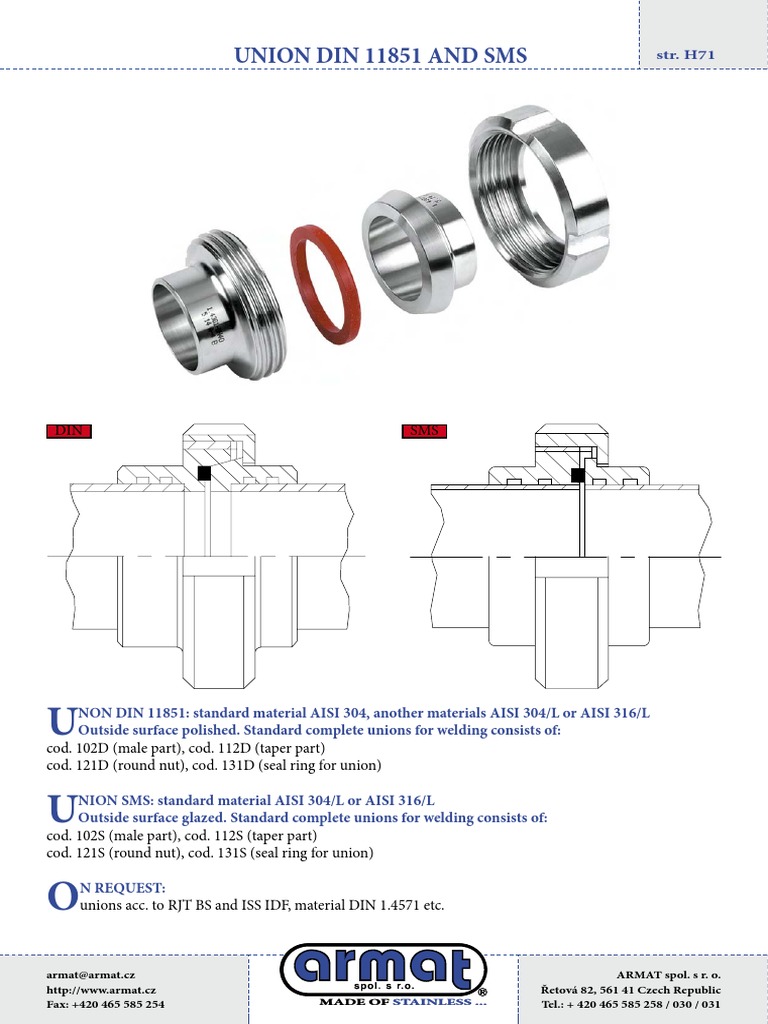 DIN 11851 - Union - Stainless Steel.pdf | Joining | Building Materials ...
