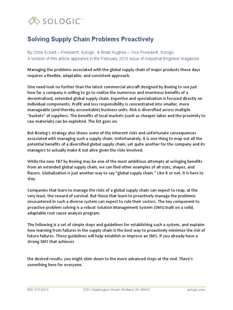 Solving Supply Chain Problems Proactively | PDF | Causality | Supply Chain