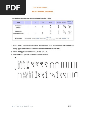 Egyptian Number System Worksheet