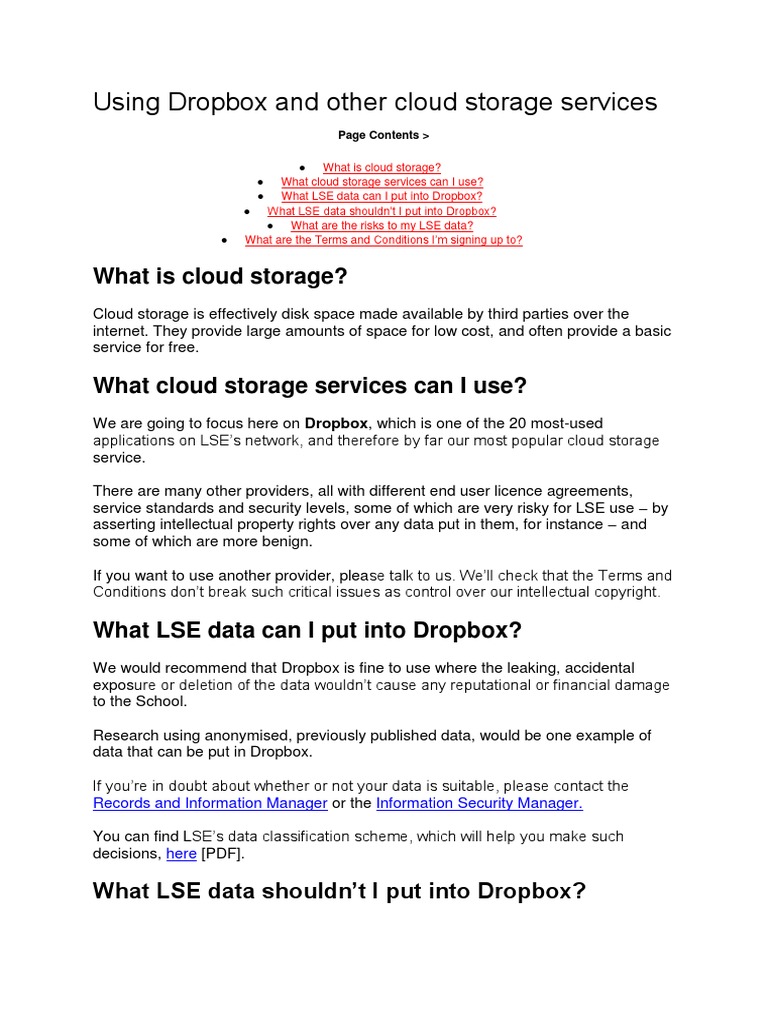 Using Dropbox and Other Cloud Storage Services | PDF | Information ...