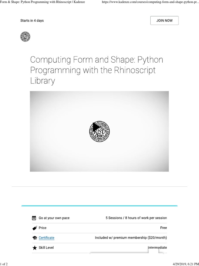 Form And Shape Python Programming With Rhinoscript Kadenze Pdf Pdf