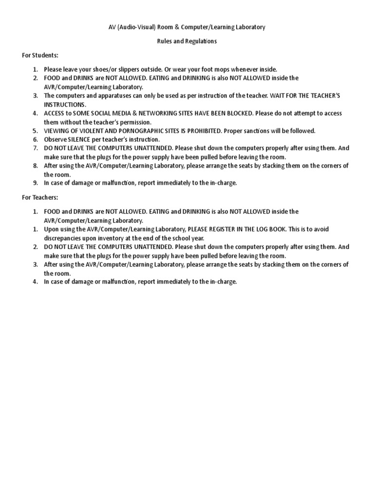 Comlab Rules | PDF | Wellness