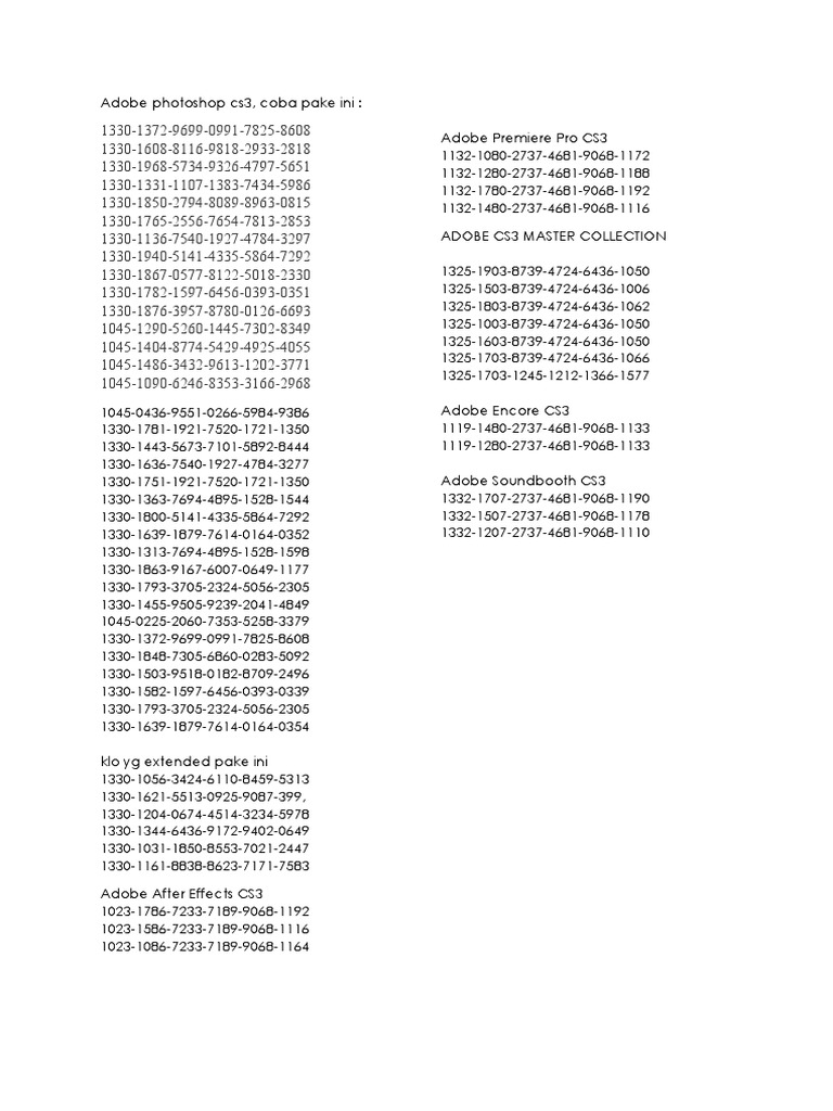 Adobe Photoshop Cs3 Key | PDF