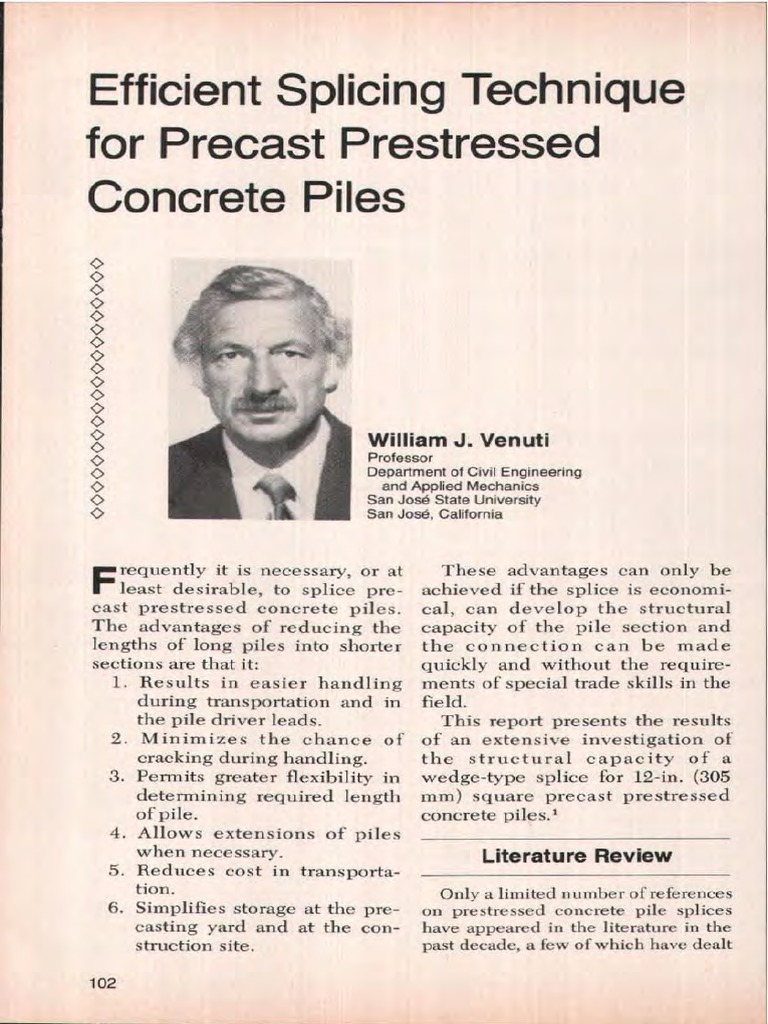 Efficient Splicing Technique For Precast Prestressed Concrete Piles ...