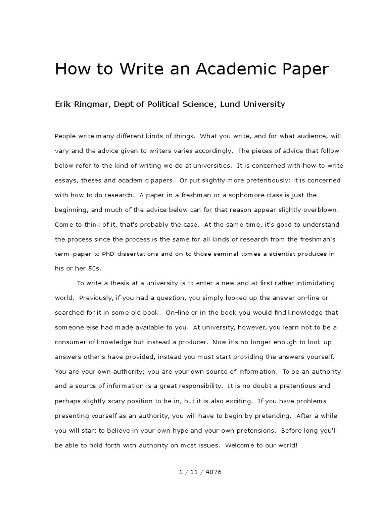 Guide to Writing Academic Papers | PDF | Question | Scientific Method