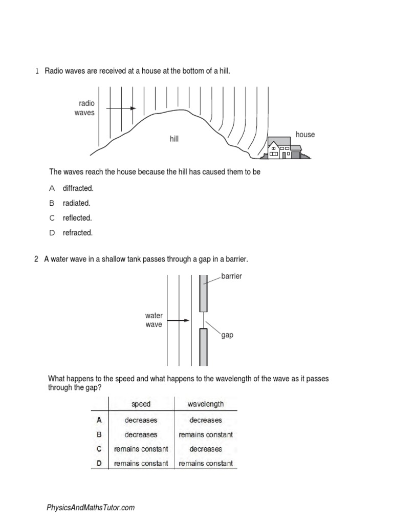 Wave MCQ | PDF | Wavelength | Waves