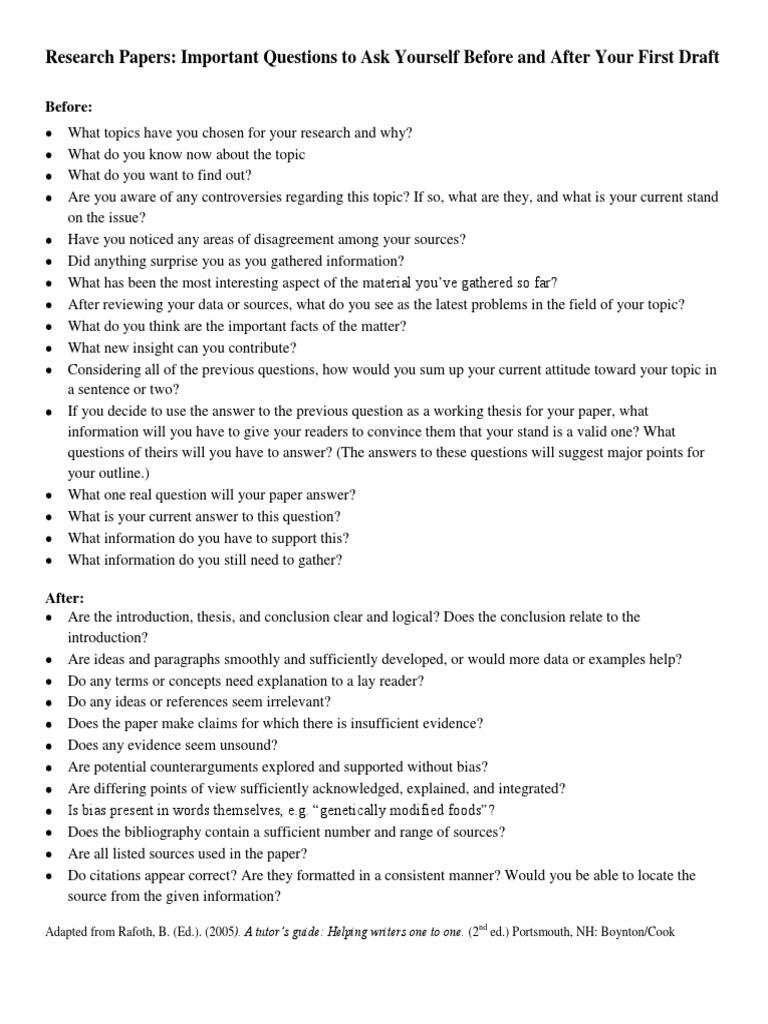 Research Paper Checklist PDF | PDF | Question | Bias