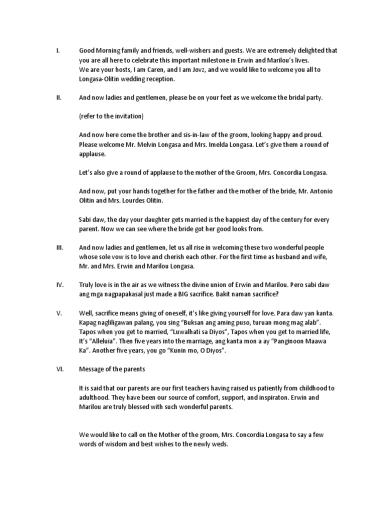 Wedding Script | PDF | Wedding | Social Conventions