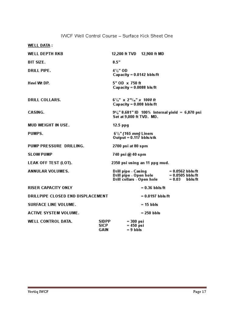 4) Iwcf l3 & 4 Surface Kick Sheet 1 | PDF | Gases | Continuum Mechanics