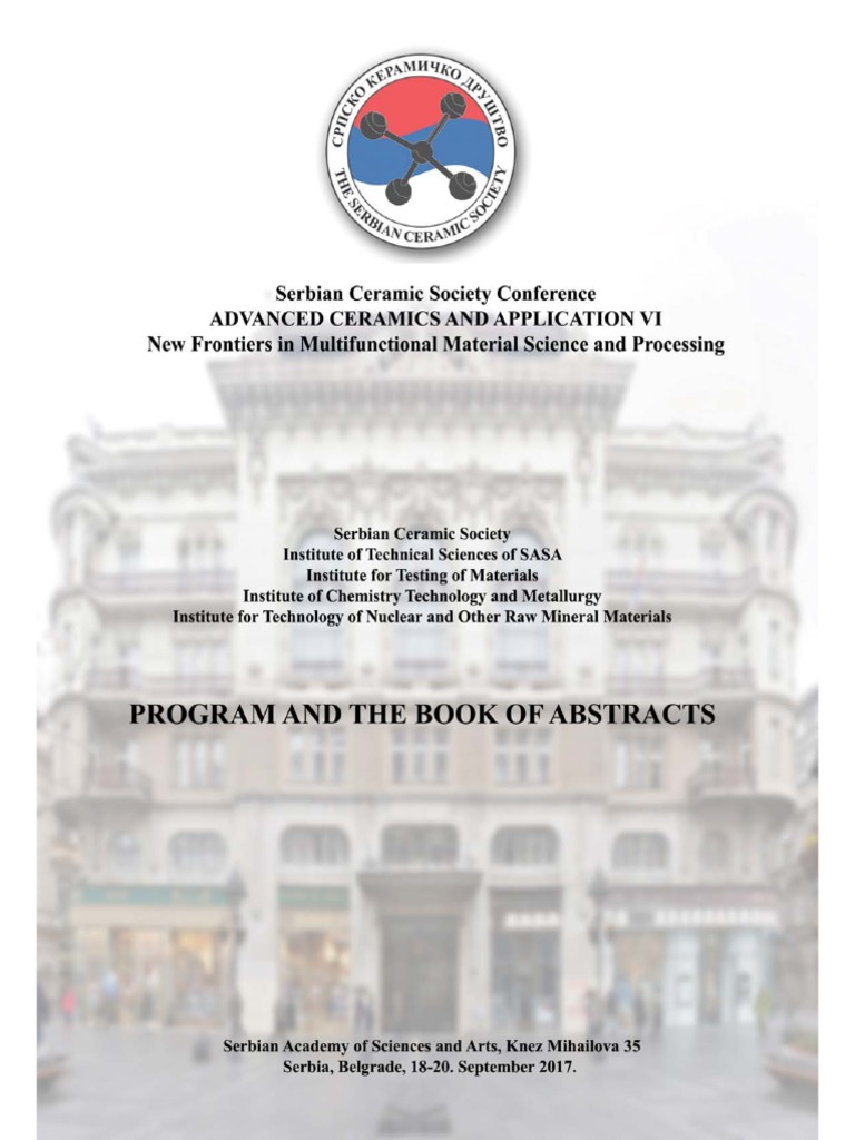 Program and Book of Abstracts ACAVI | PDF | Serbia | Materials Science