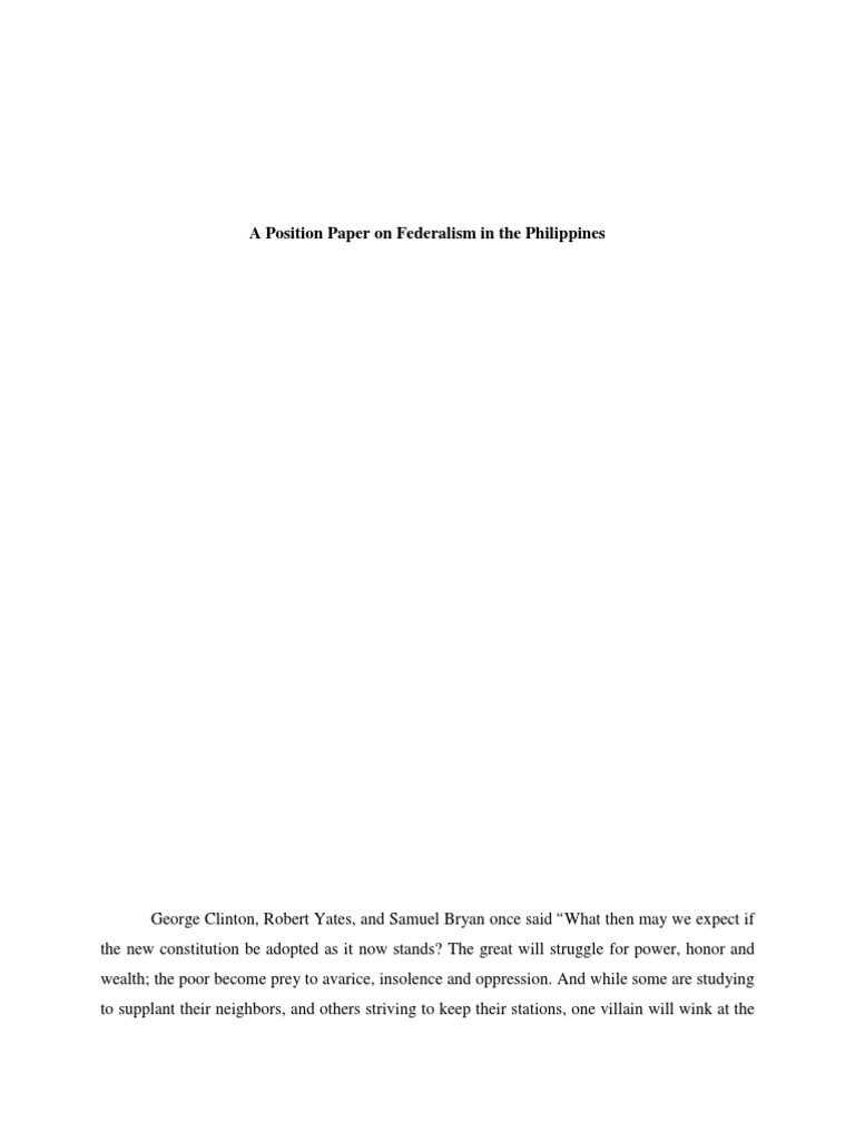 Position Paper | PDF | Federalism | Philippines
