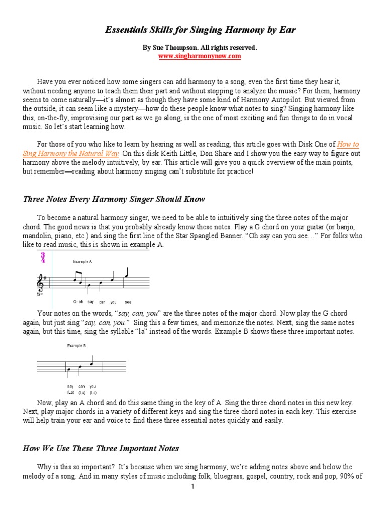 Article Essentials Skills For Singing Harmony by Ear | PDF | Singing ...