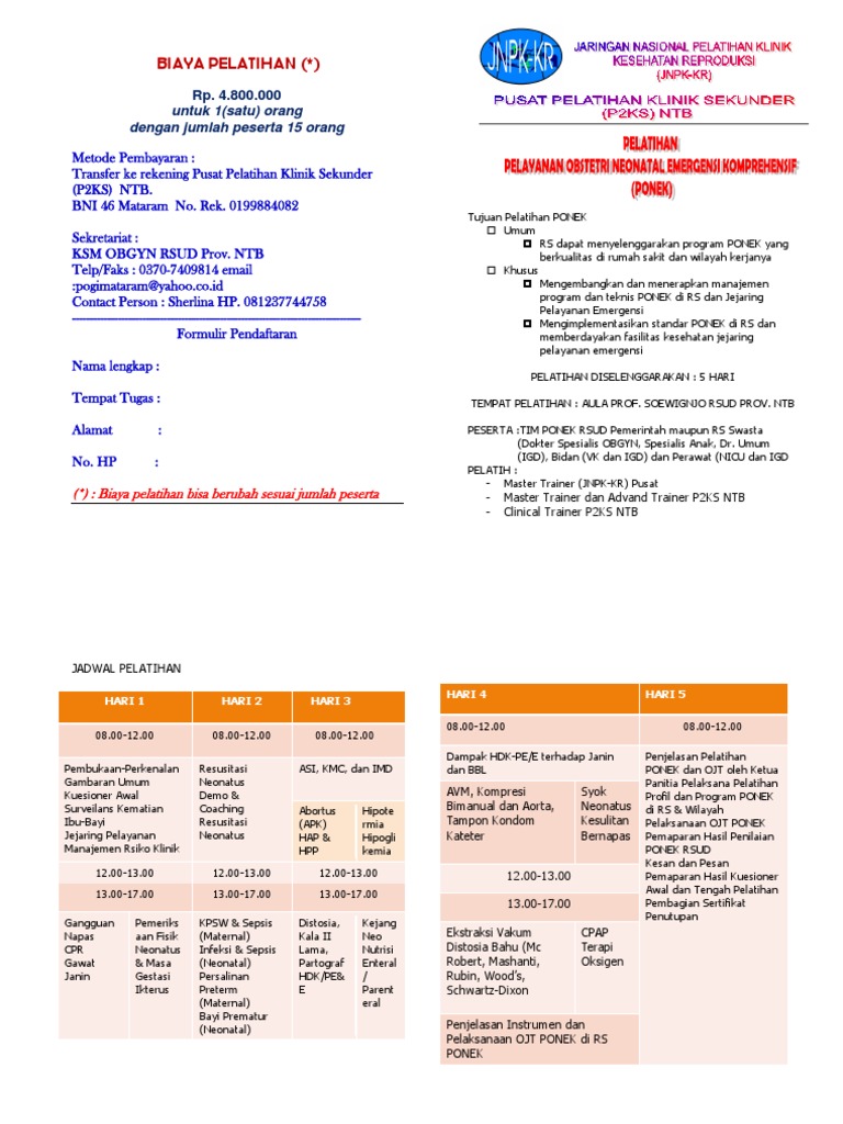 Brosur Pelatihan Ponek Converted 1 | PDF