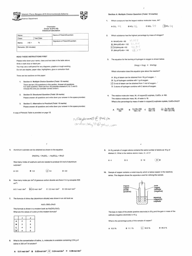 Stoichiometry IGCSE Chemistry STB Grade 10 PDF | PDF | Atoms | Nature