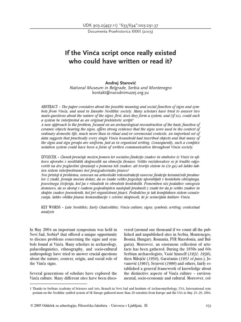 If The Vin A Script Once Really Existed Who Could Have Written or Read ...