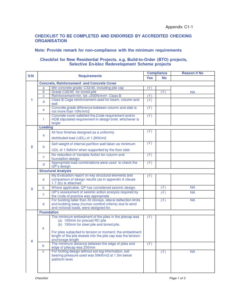 HDB Checklist | PDF | Deep Foundation | Column