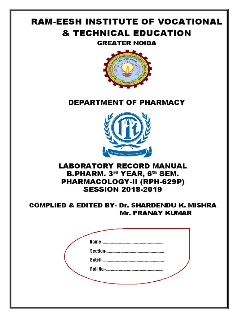 Pharmacology Lab Manual | PDF | Pharmacology | Receptor Antagonist