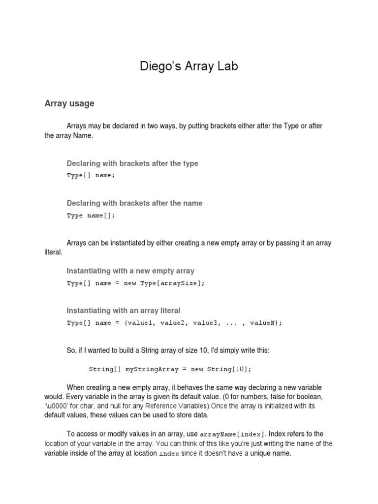 Arraylab10a Word Pdf Array Data Type String Computer Science 