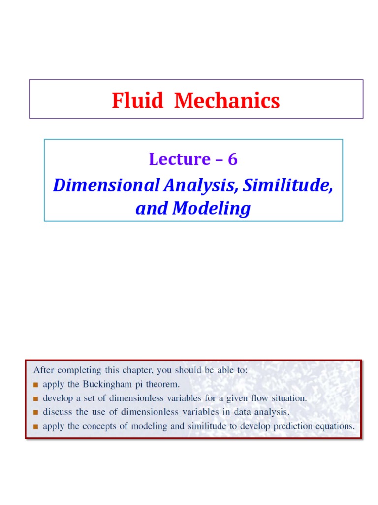 Fluid Mechanics: Dimensional Analysis, Similitude, and Modeling | PDF | Physical Quantities ...