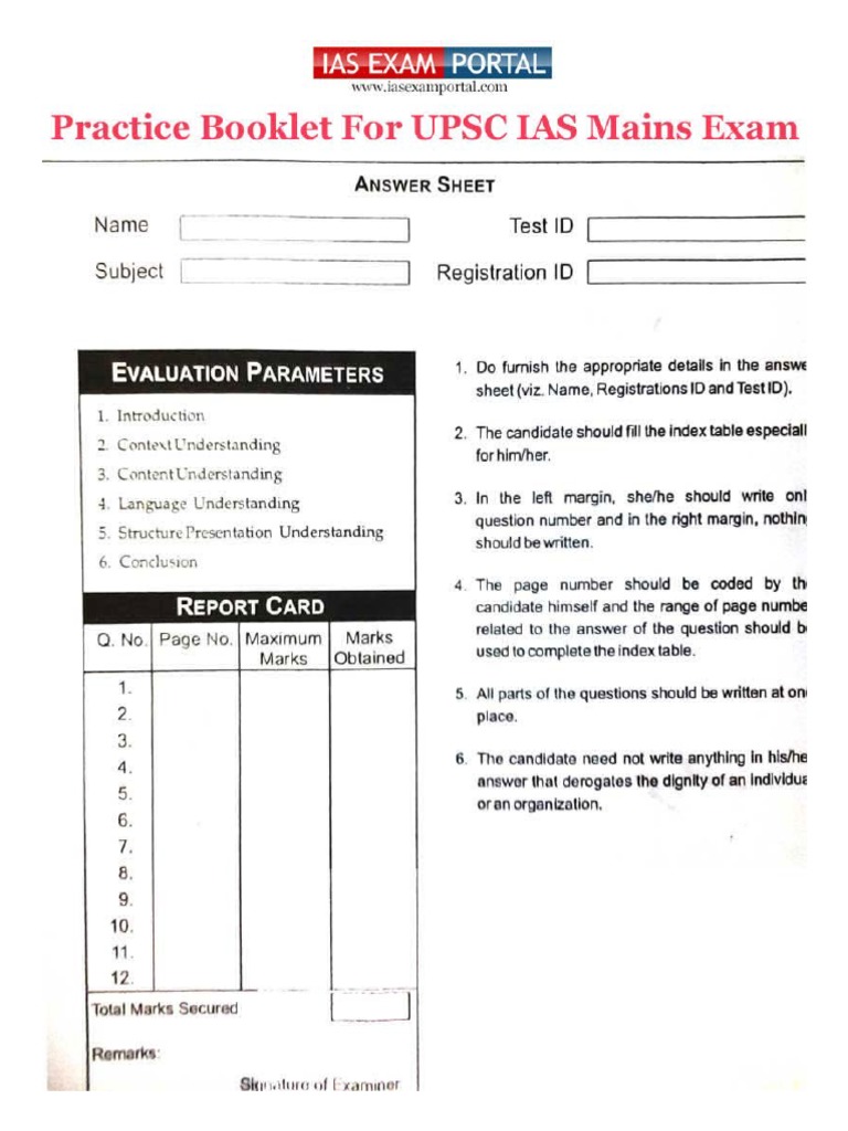 Practice Booklet For UPSC IAS Mains Exam - WWW - Iasexamportal.com ...
