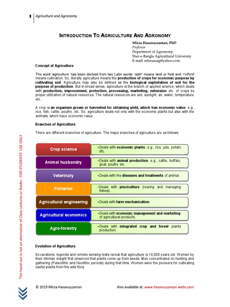 Introduction To Agriculture and Agronomy | PDF | Cereals | Agriculture