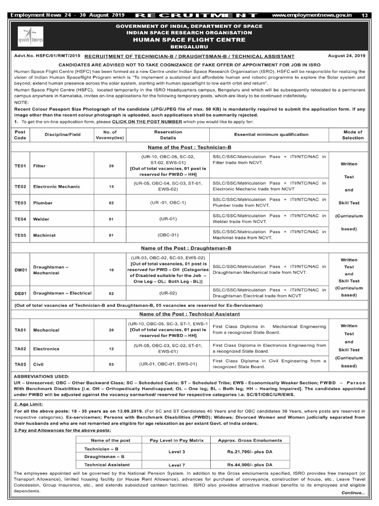 WWW - Employmentnews.gov - in 13 Employment News 24 - 30 August 2019 ...