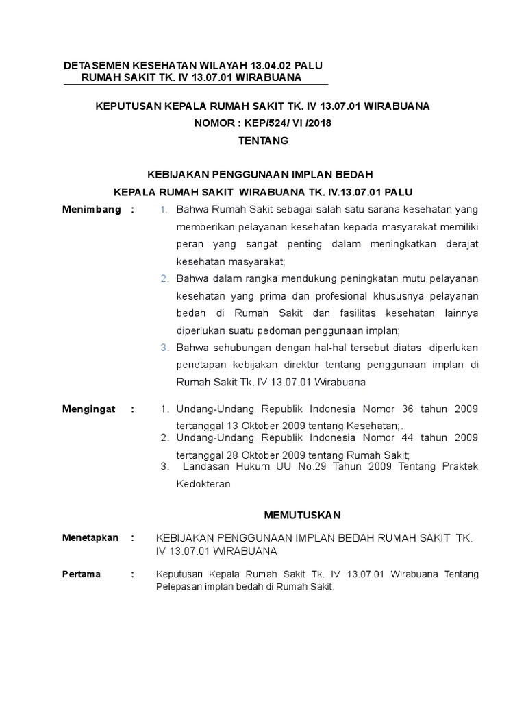 Kebijakan Penggunaan Implan | PDF | Pengembangan Diri