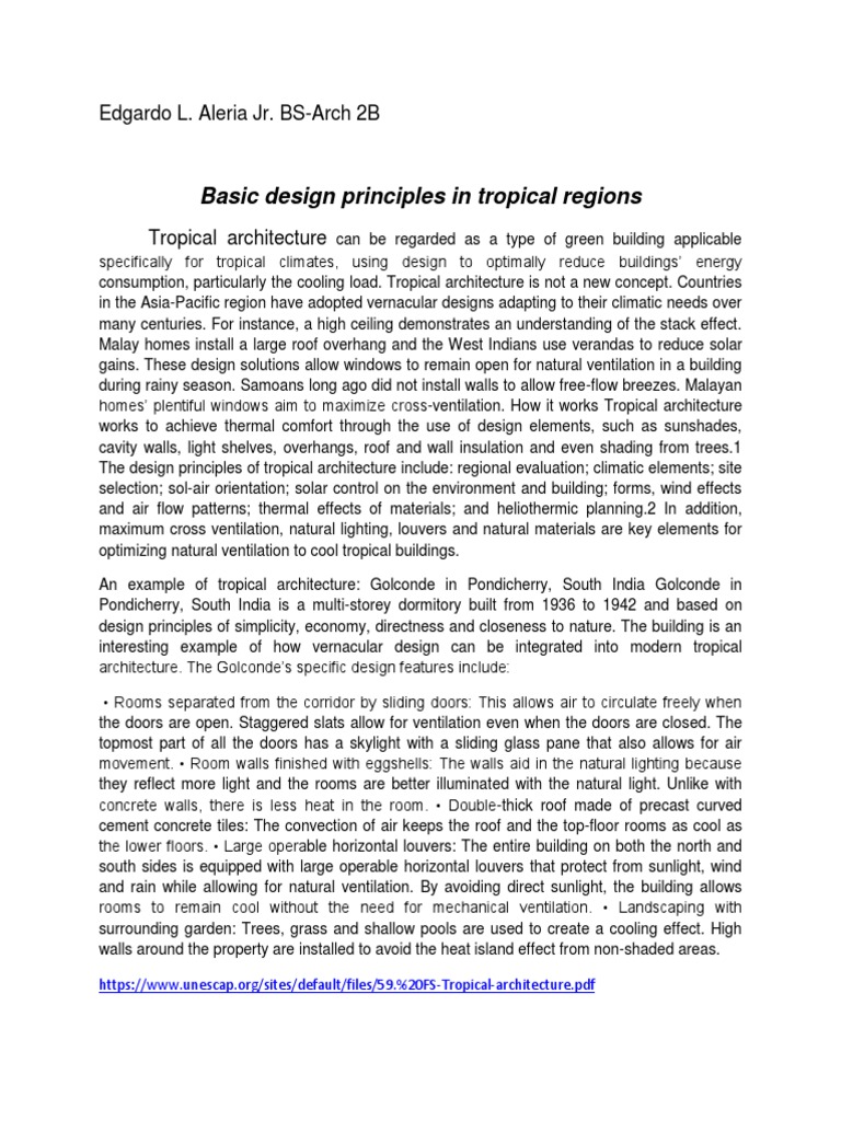 Basic Design Principles in Tropical Regions: Edgardo L. Aleria Jr. BS ...