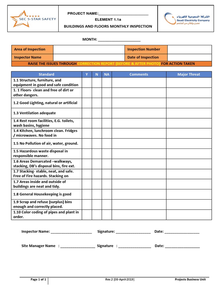 1.1a Buildings and Floors Inspection Report | PDF | Science ...
