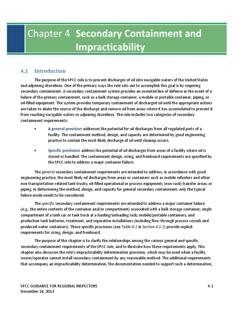 SPCC Secondary Containment Guidelines | PDF | Oil Spill | United States ...
