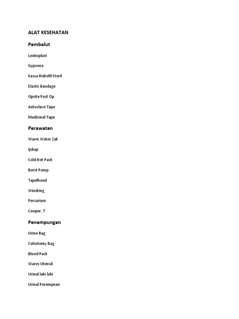 Daftar Alat Kesehatan | PDF