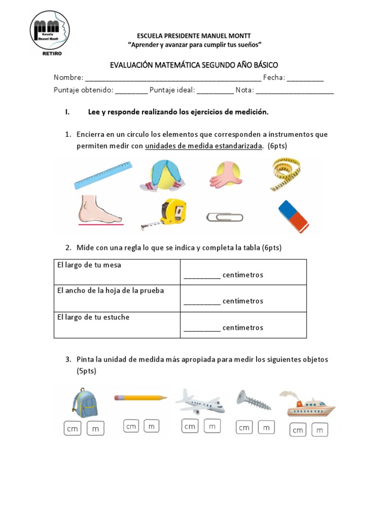 Hojas De Trabajo De Medición Para Estudiantes De Segundo Grado