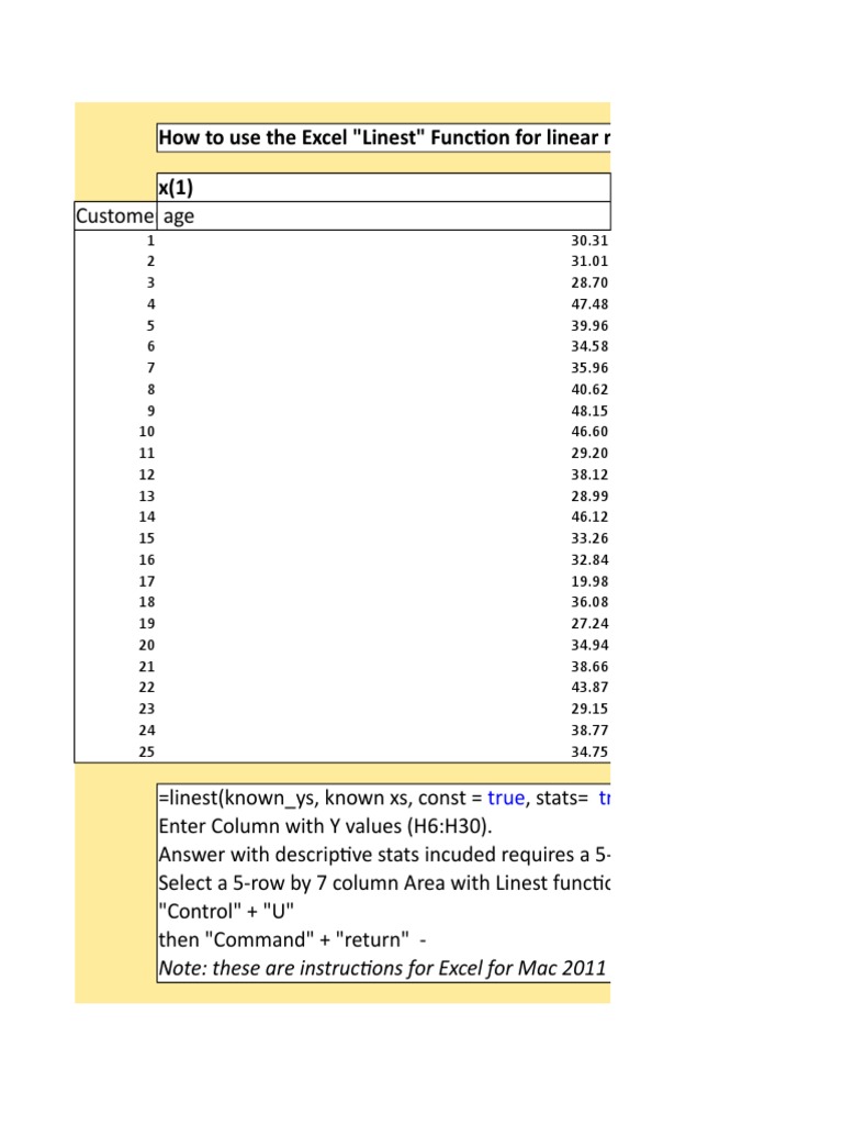 How To Use The Excel "Linest" Function For Linear Regression Models ...