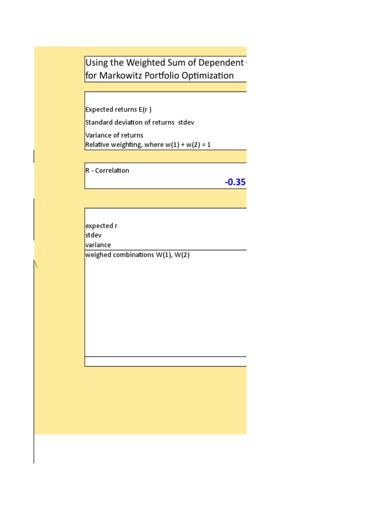 Using The Weighted Sum of Dependent Gaussians Formula For Markowitz ...