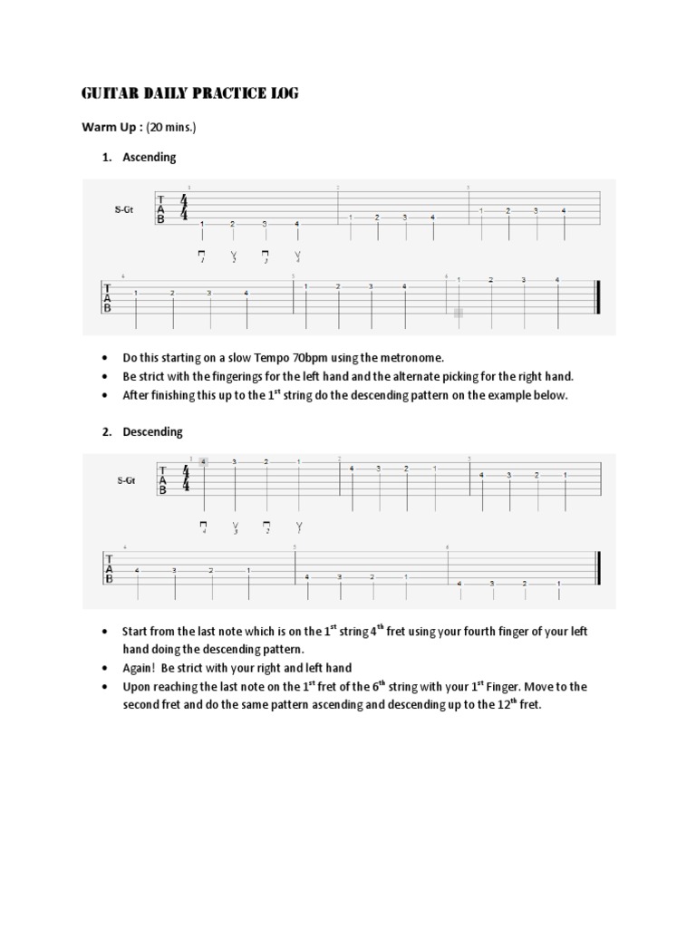 Guitar Daily Practice Log (Beginner) PDF | PDF