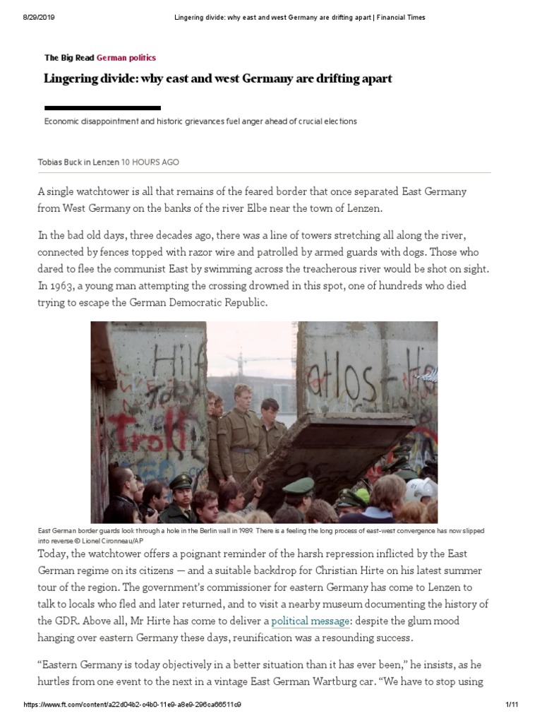 Lingering Divide - Why East and West Germany Are Drifting Apart ...