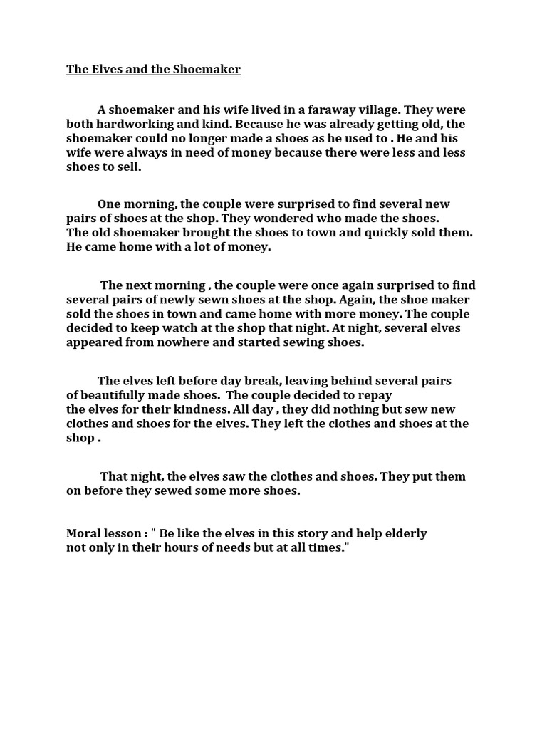 The Elves and The Shoemaker | PDF