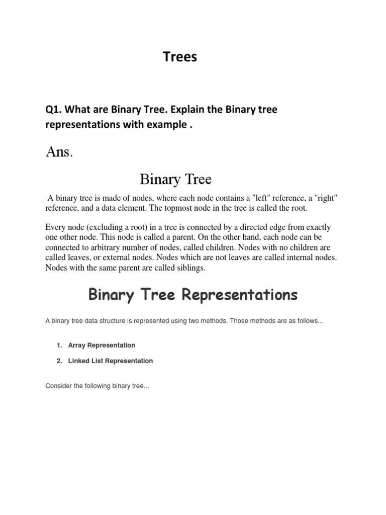 Ans. Binary Tree: Trees | Download Free PDF | Mathematical Logic ...