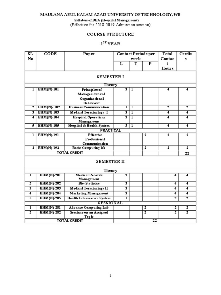 BBA Hospital Management Syllabus Overview | PDF | Financial Accounting ...