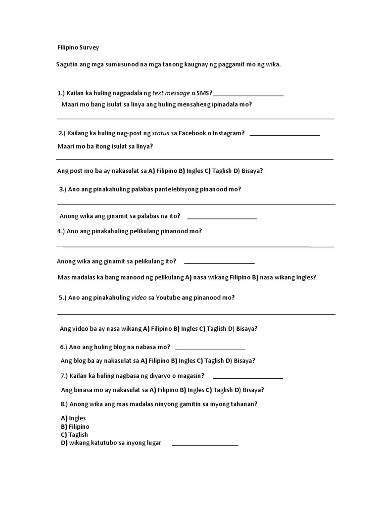 Filipino Survey | PDF