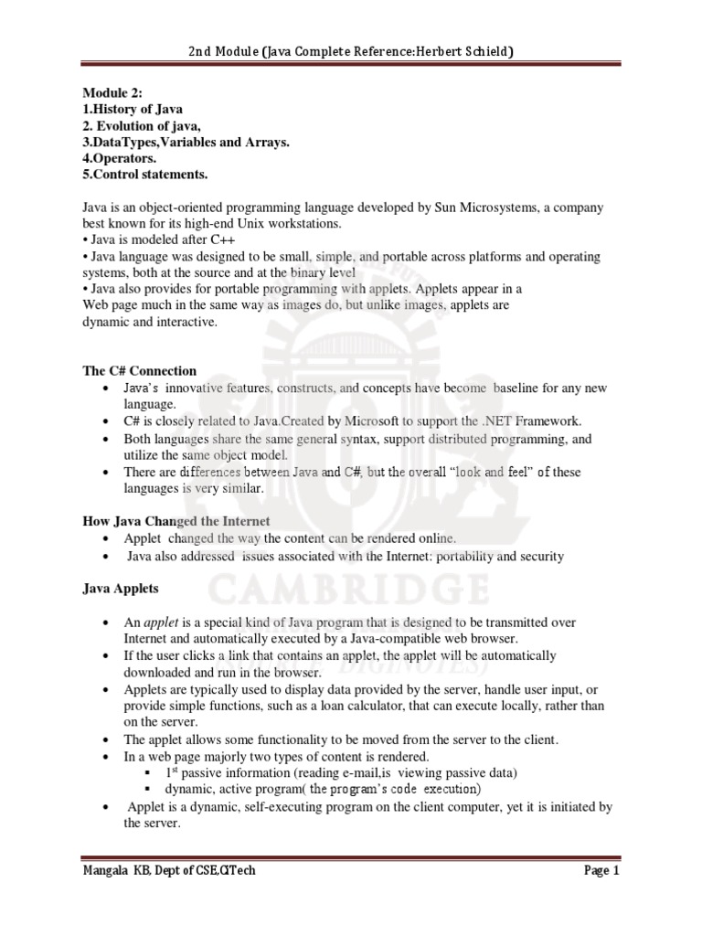 1.history of Java 2. Evolution of Java, 3.datatypes, Variables and ...