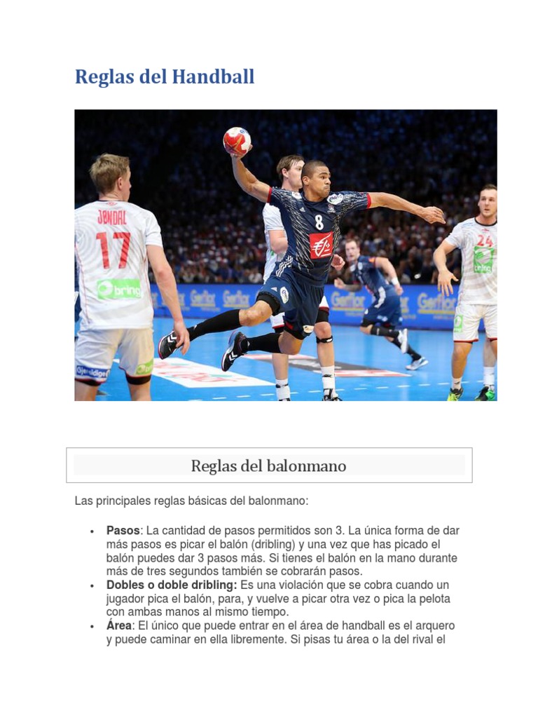 Reglas de Handball | PDF | Defensor (Asociación de Fútbol) | Asociación ...