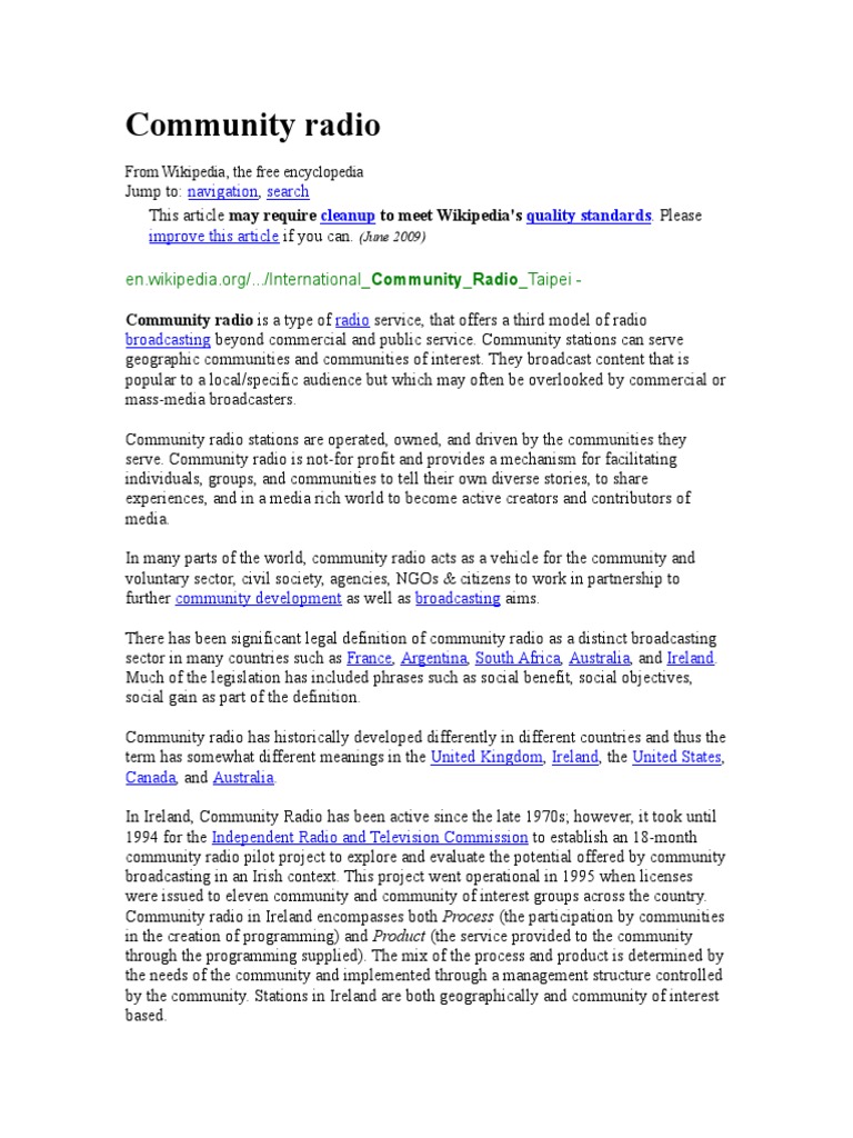 Community Radio | PDF | Broadcasting | Information And Communications ...