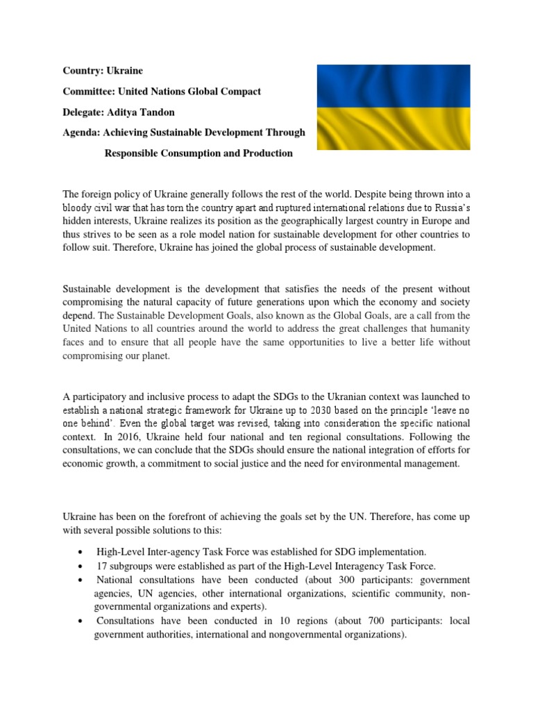 Position Paper For Ukraine MUN | PDF | Sustainable Development | Ukraine